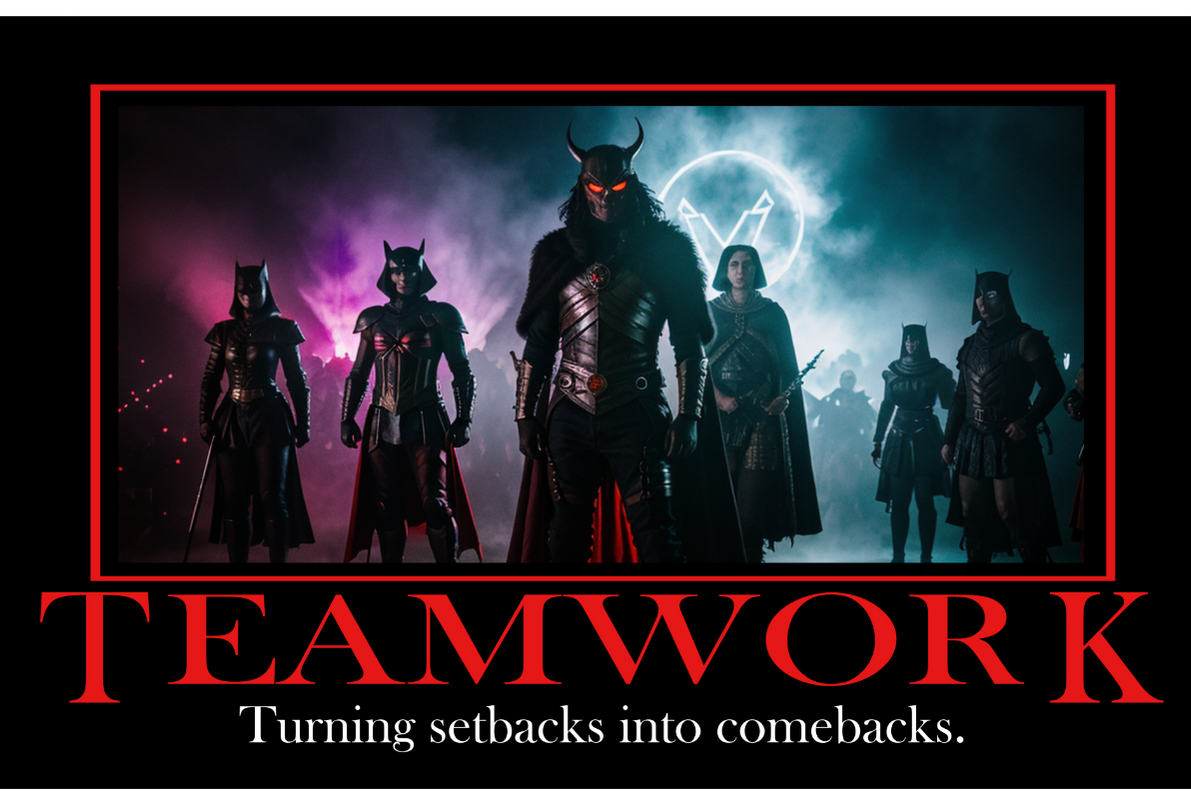 Motivational Poster TEAMWORK — Divinity Comics